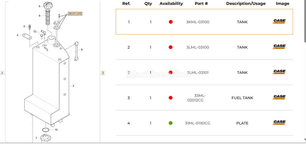 Case 3LML-03100 rezervoar za gorivo za CX60C građevinske mašine