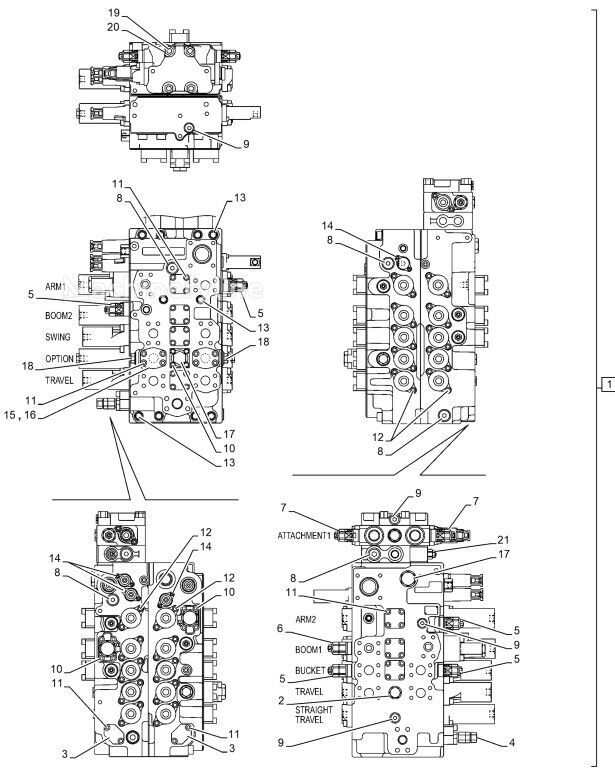 Case KRJ52380 hidraulični razvodnik za CX210E CX210ELC CX210ENLC bagera