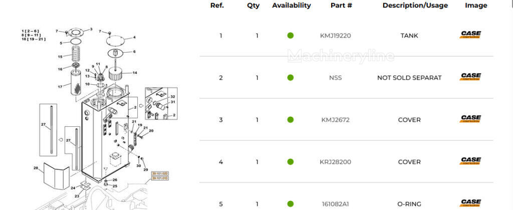 Case KMJ19220 hidraullični rezervoar za Case CX145CSR CX160C bagera