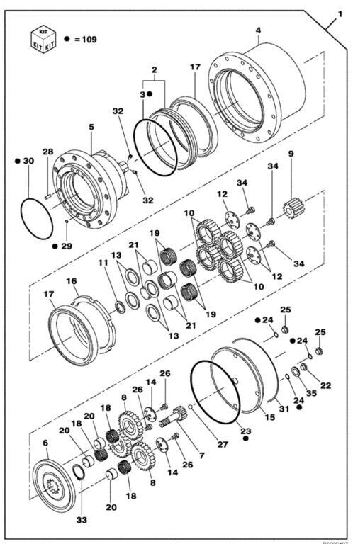 Case LN002390 krajnji pogon za Case CX75CSR CX75C CX75SR CX80 CX80C bagera