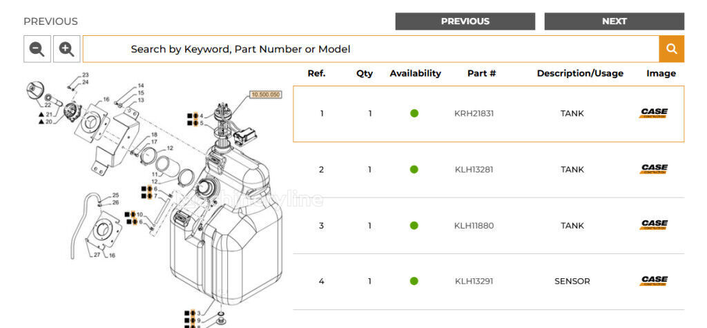 Case KLH13281 ekspanziona posuda za Case CX160D CX180D CX210D bagera