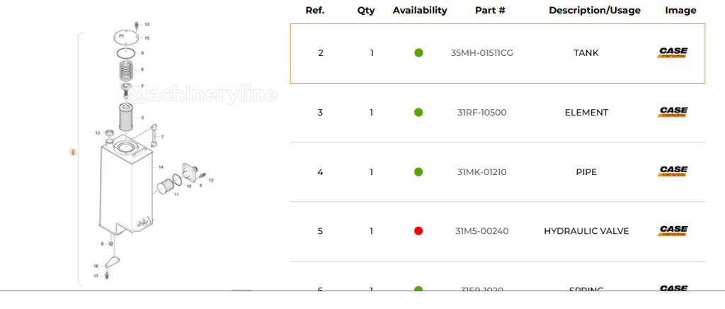New Holland 35MH-01511CG hidraullični rezervoar za Case CX33C mini bagera