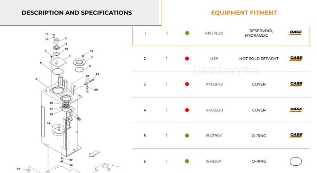 Case KMJ11820 hidraullični rezervoar za CX135SR građevinske mašine