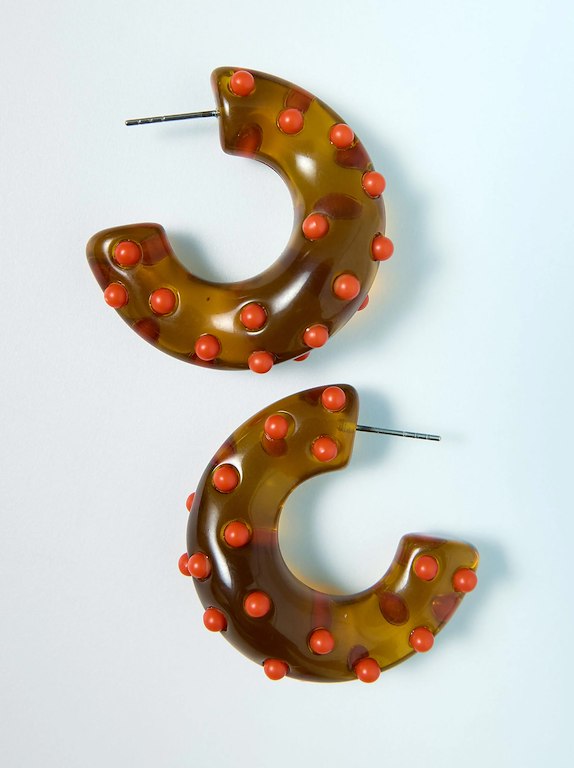 OPEN HOOP EARRINGS WITH SPHERES