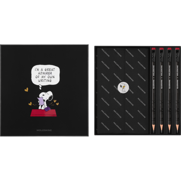 Rokovnik i 4 grafitne olovke Moleskine x Peanuts Limited Edition Snoopy Pocket size