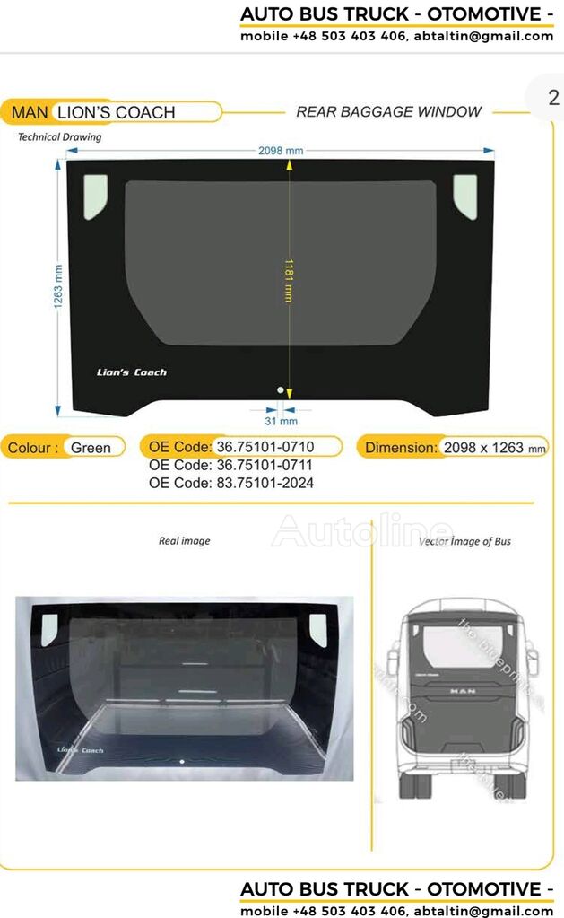 Zadnje staklo za Setra 400/500 autobusa
