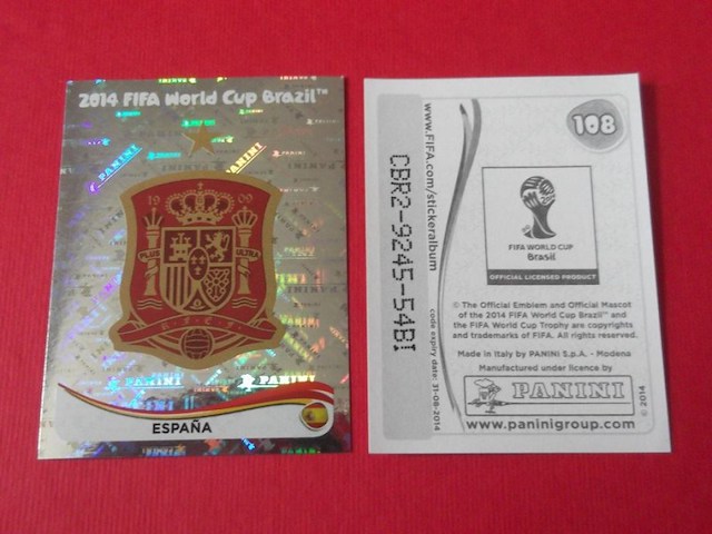 Panini BRASIL Brazil 2014 sličica broj 108