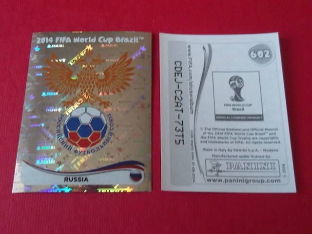 Panini BRASIL Brazil 2014 sličica broj 602
