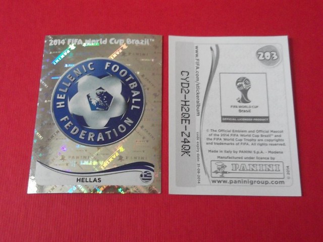 Panini BRASIL Brazil 2014 sličica broj 203