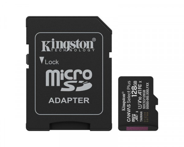 KINGSTON Memorijska kartica U1 V10 SDXC 128GB Canvas Select Plus G3 150R SDCS3128GB + adapter