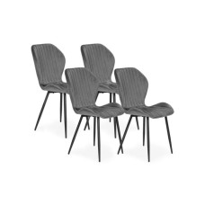 ModernHome Trpezarijske stolice set 4 kom Velour siva