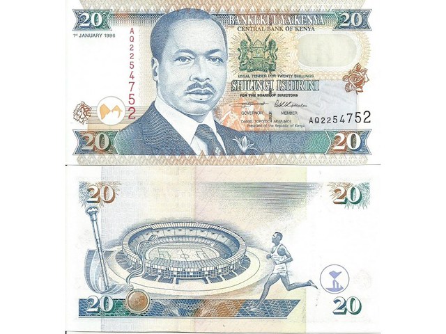 Kenya Kenija 20 shillings 1996. UNC