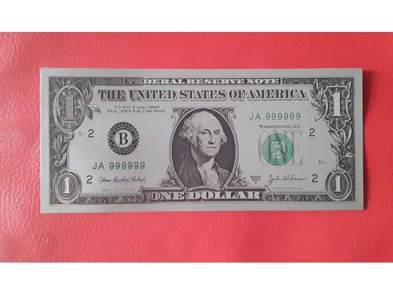 Srebrni dolar. Plasticna novcanica. 1 dolar