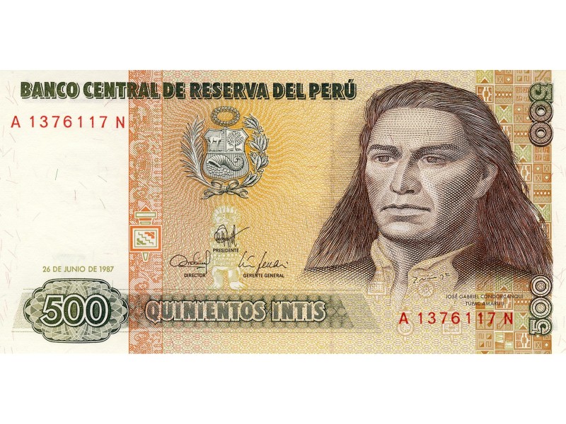 Peru. 500 Intis (1987). P#134. UNC PRESS