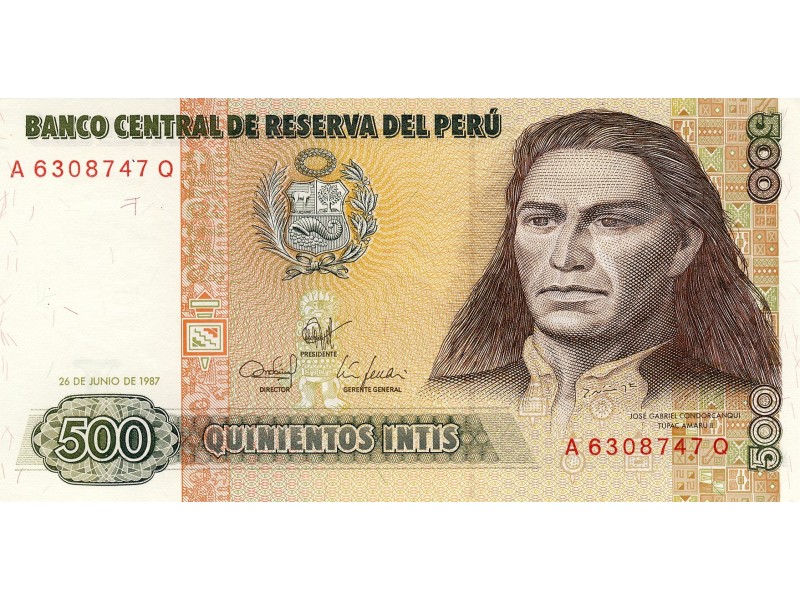 Peru. 500 Intis (1987). P#134. UNC PRESS