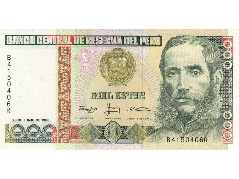 Peru. 1000 Intis (1988). P#136. UNC PRESS