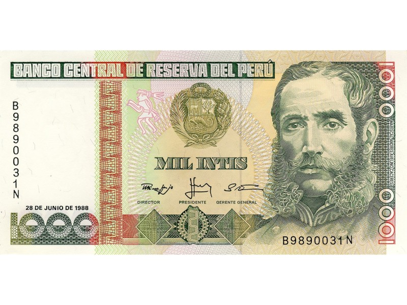 Peru. 1000 Intis (1988). P#136. UNC PRESS