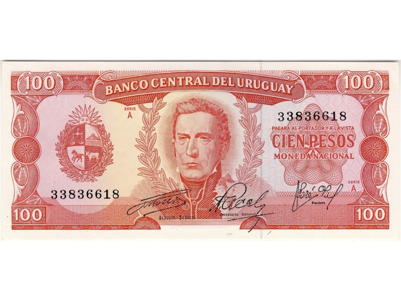 Uruguay. 100 Pesos (1967). P#47. UNC PRESS
