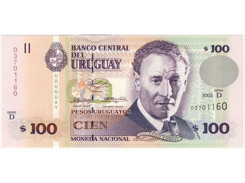 Uruguay. 100 Pesos (2003). P#85. UNC PRESS_