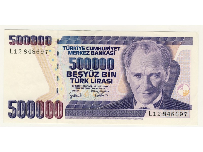Turska Turkey. 500.000 Lira (1970 [1998]). P#212. UNC