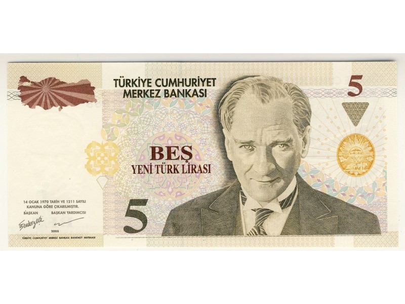 Turska Turkey. 5 New Lira (2005). P#217. UNC PRESS