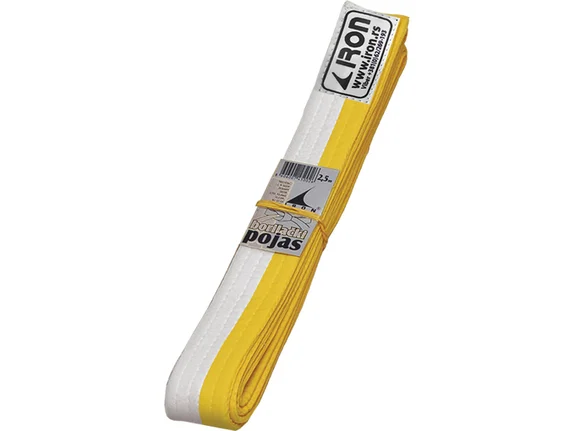Belo žuti pojas 240cm Iron Sport - žuto beli pojas za borilačke sportove