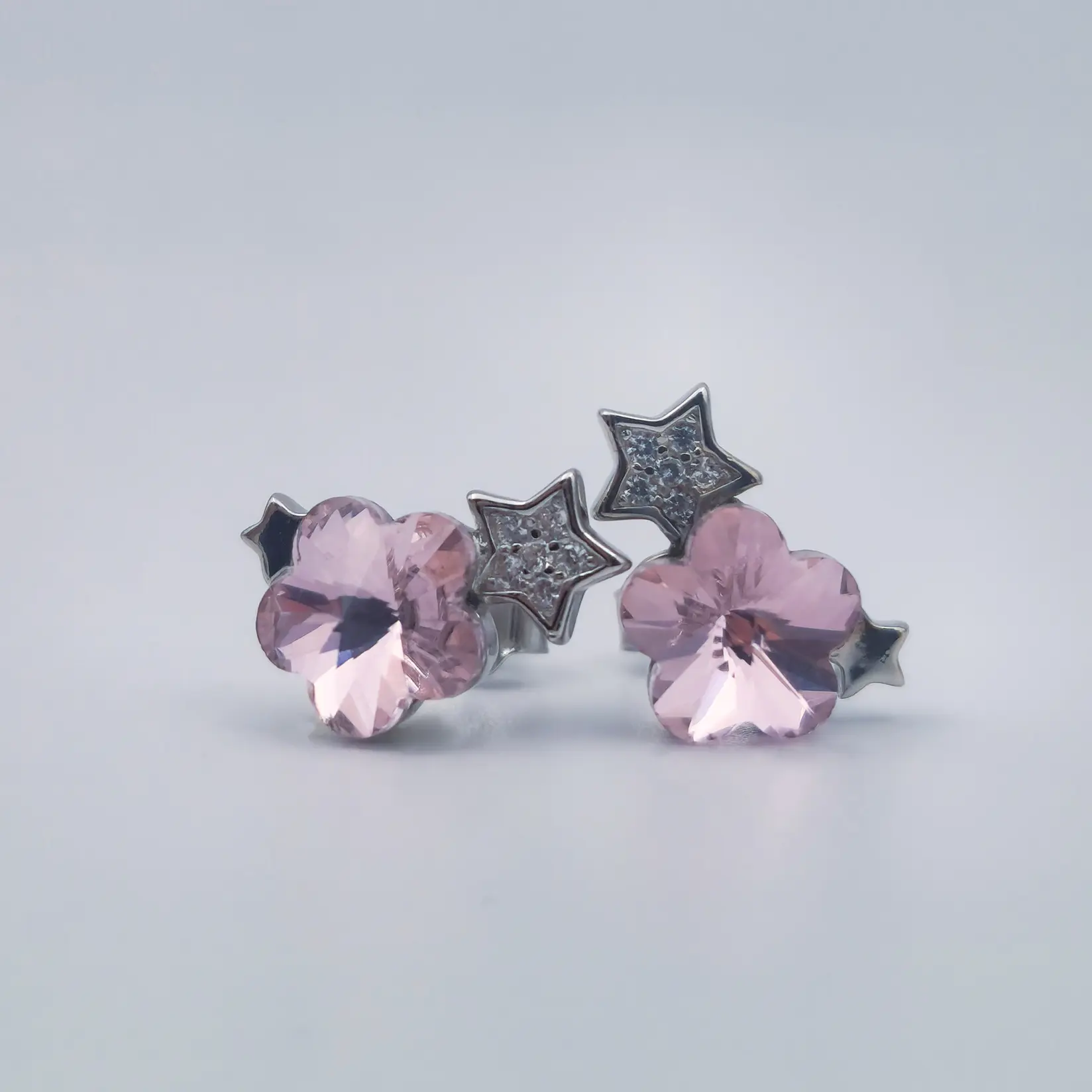 Srebrne minđuše Cirkon roze SM000032