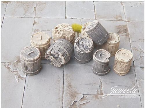 Juweela 23420 Old Wooden Barrels Damaged - Light and Dark (5+5 pcs)