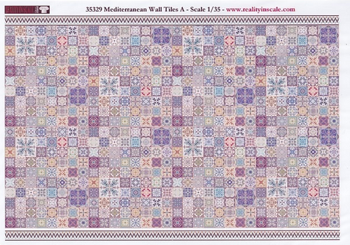 Reality in Scale 35329 Mediterranean Wall Tiles A - A5 Sheet