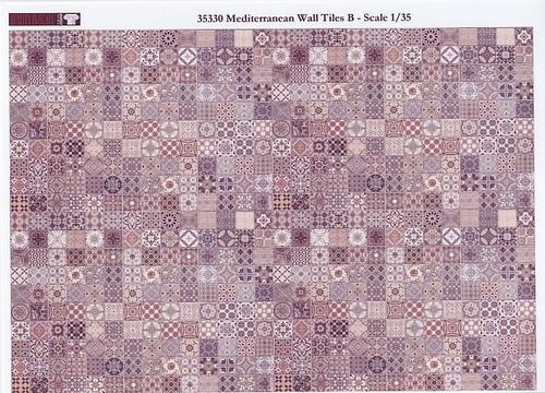 Reality in Scale 35330 Mediterranean Wall Tiles B - A5 Sheet