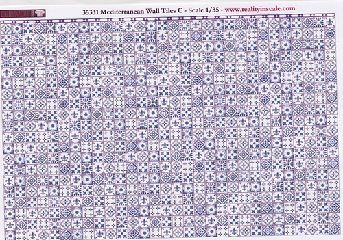 Reality in Scale 35331 Mediterranean Wall Tiles C - A5 Sheet