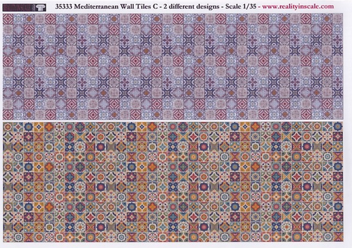 Reality in Scale 35333 Mediterranean Wall Tiles E - A5 Sheet