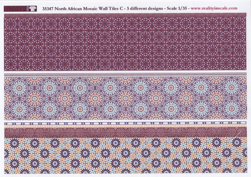 Reality in Scale 35347 Arab / North African Mosaic Wall Tiles C - A5 Sheet