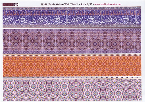 Reality in Scale 35354 Arab / North African Wall Tiles E - A5 Sheet