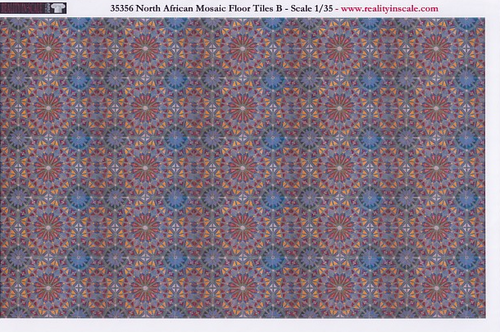 Reality in Scale 35356 Arab / North African Mosaic Floor Tiles B - A5 Sheet