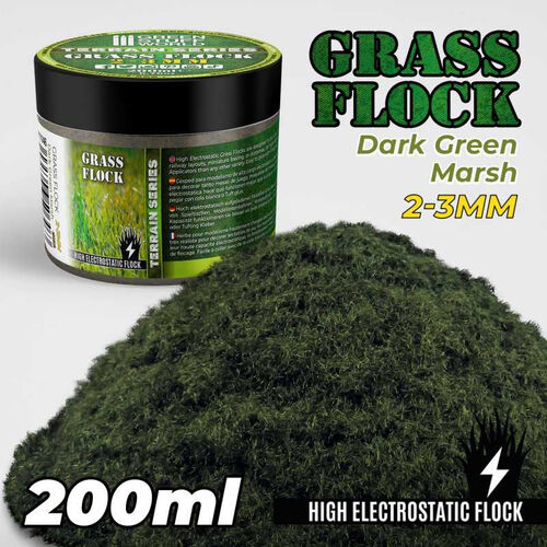 Green Stuff World 11146 Static Grass Flock 2-3mm - Dark Green Marsh
