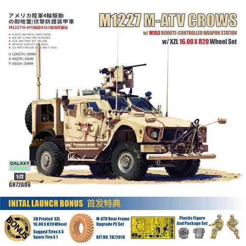 Galaxy Hobby GH72A06 M1227 M-ATV CROWS w/M153 Remote Weapon Station w/XZL 16.00 X R20 Wheel set