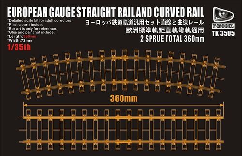 T-Model TK3505 European Gauge Straight Rail and Curved Rail 360mm