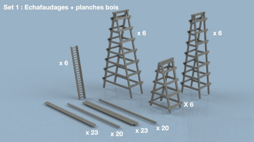 L'Arsenal 2.0 3D700592 Set 1 : Scaffolding and Wooden Planks - 3D Printing (110 pcs)