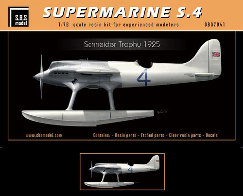 SBS Model 7041 Supermarine S.4 Float Plane (Schneider Trophy 1925)