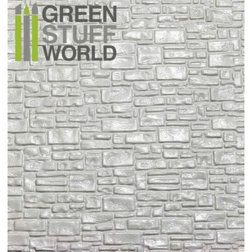 Green Stuff World 1108 ABS Plasticard - smooth Rock Wall Textured Sheet - A4 size