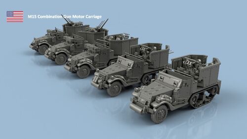 L'Arsenal 2.0 3D350584 US M15 Combination Gun Motor Carriage - 3D printing (10 pcs)