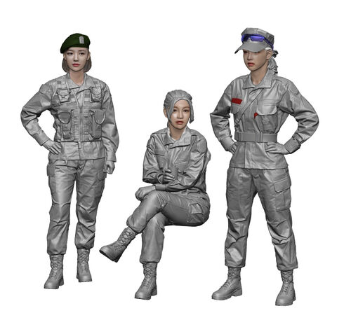 H3MODELS 24047 ROK Army / ROK Marine Corps Female Soldier Set (3 Figures)