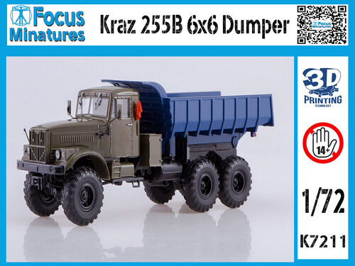 FOCUS MINIATURES K7211 Kraz 255B 6x6 Dumper Truck