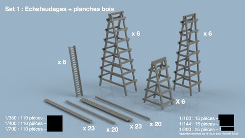 L'Arsenal 2.0 3D400592 Set 1 : Scaffolding and Wooden Planks - 3D Printing (110 pcs)