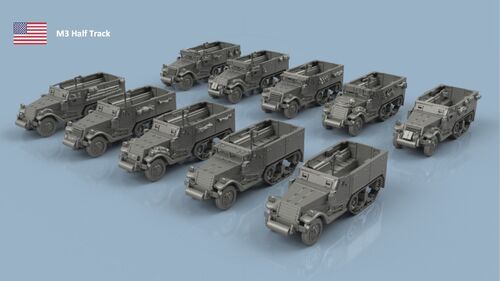L'Arsenal 2.0 3D700567M3DEB US M3 Half-Track without tarpaulin - 3D Printing (10 pcs)