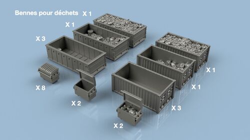 L'Arsenal 2.0 3D700580 Assortment of Skips for Waste - 3D Printing (22 pcs)