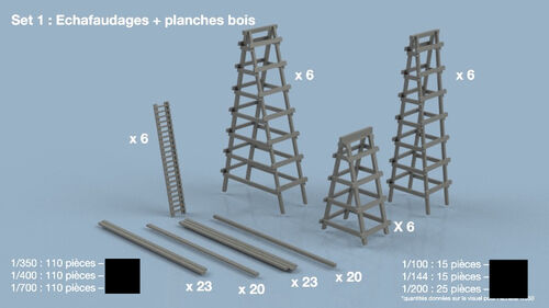 L'Arsenal 2.0 3D350592 Set 1 : Scaffolding and Wooden Planks - 3D Printing (110 pcs)
