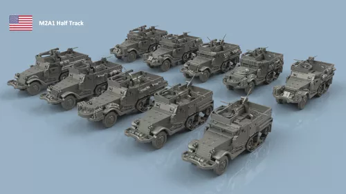 L'Arsenal 2.0 3D350566M2A1DEB US M2A1 Half-Track without tarpaulin - 3D Printing (10 pcs)