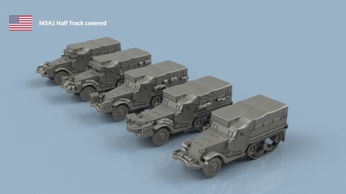 L'Arsenal 2.0 3D350567M3A1BAC US M3A1 Half-Track with tarpaulin - 3D Printing (10 pcs)